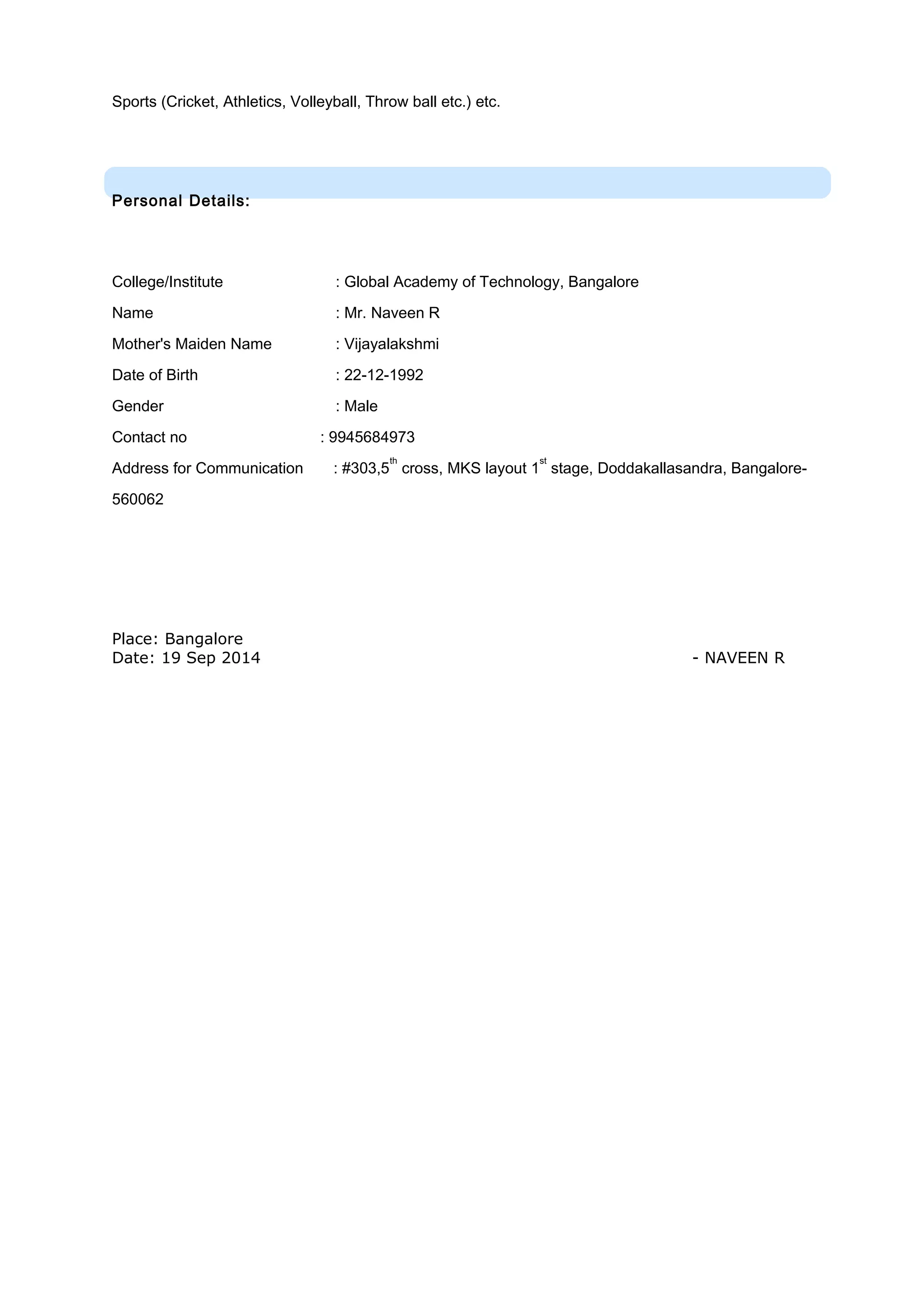 Naveen - resume | DOC