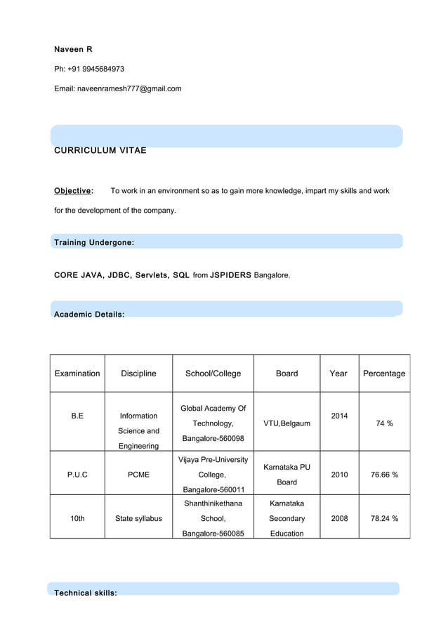 Naveen - resume | DOC