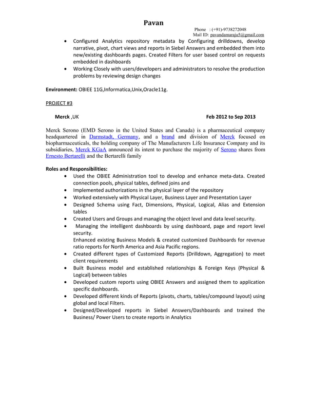 Pavan Resume | DOC | Databases | Computer Software and Applications
