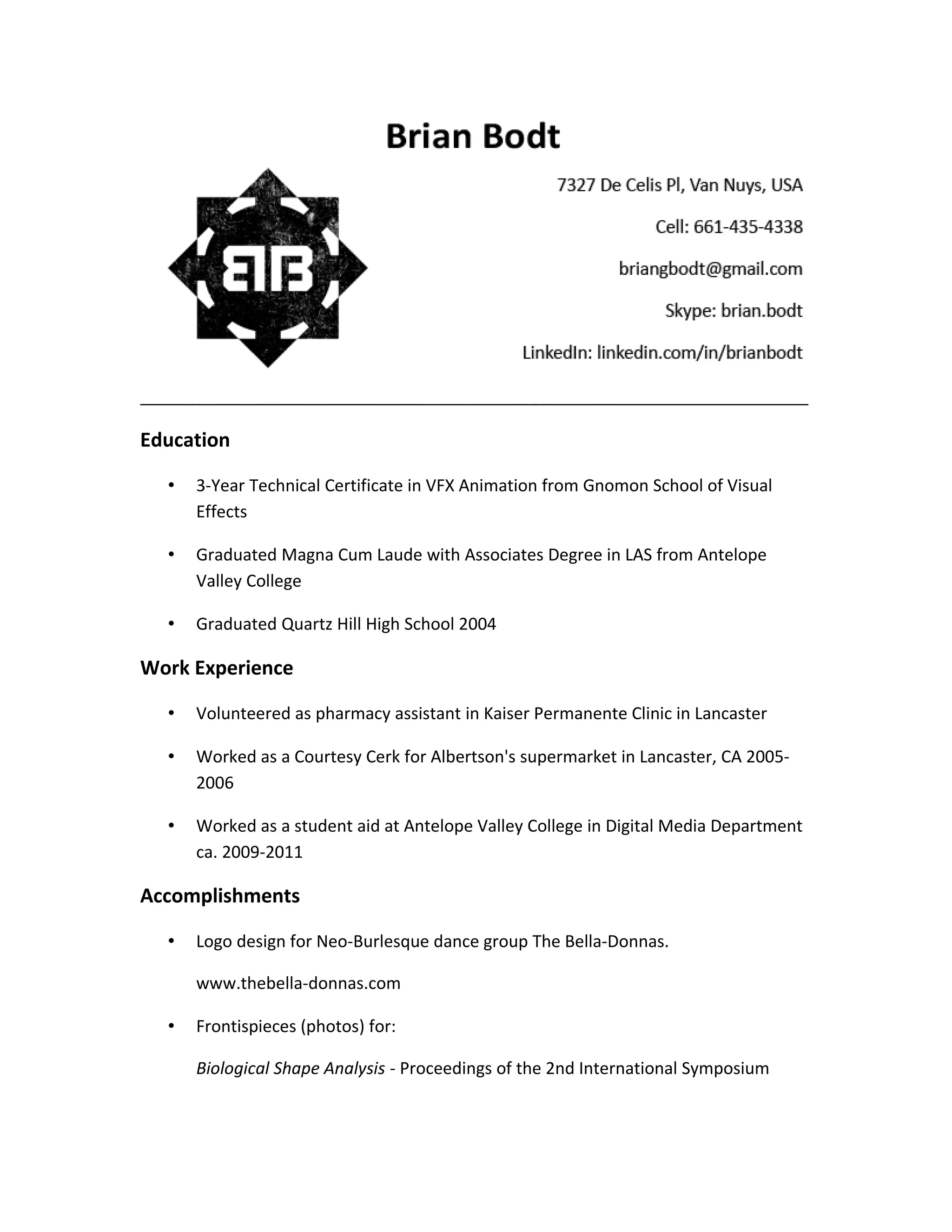 Brian Bodt Resume | PDF