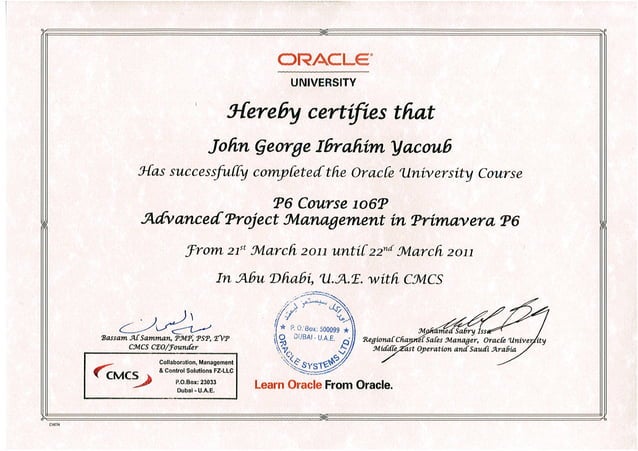106p certificate - oracle | PPT