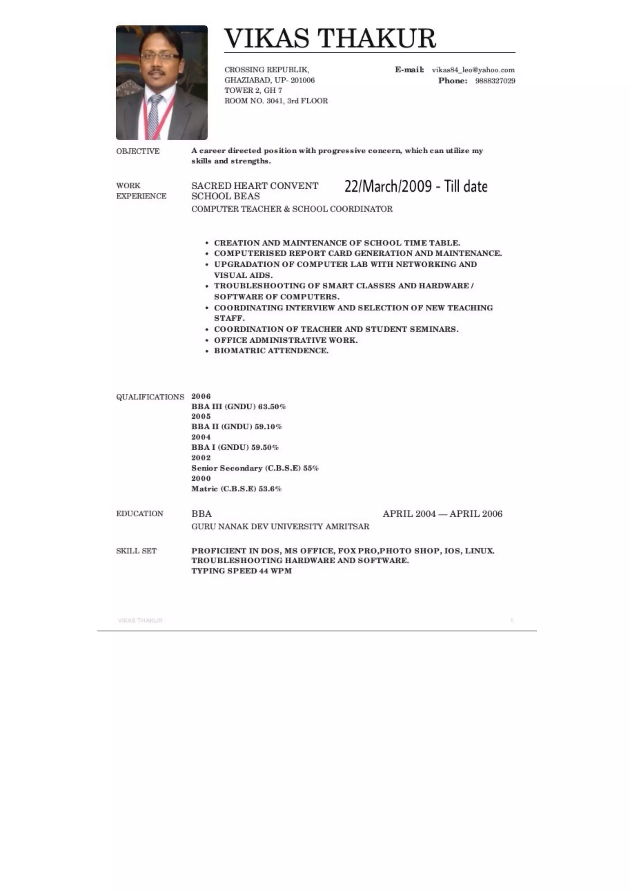 VIKAS THAKUR CV | PDF