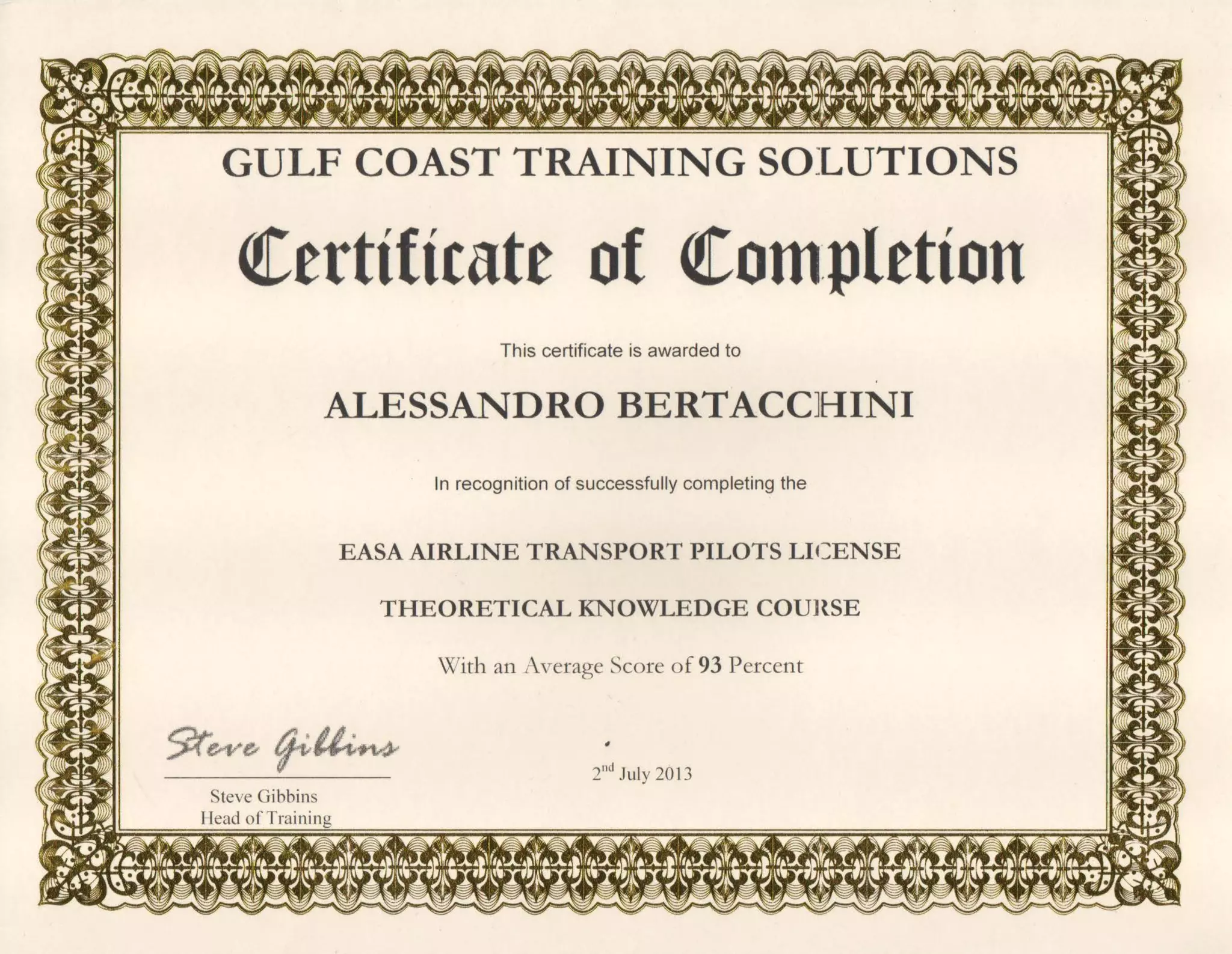 Atpl Certificate Bertacchini | PPT