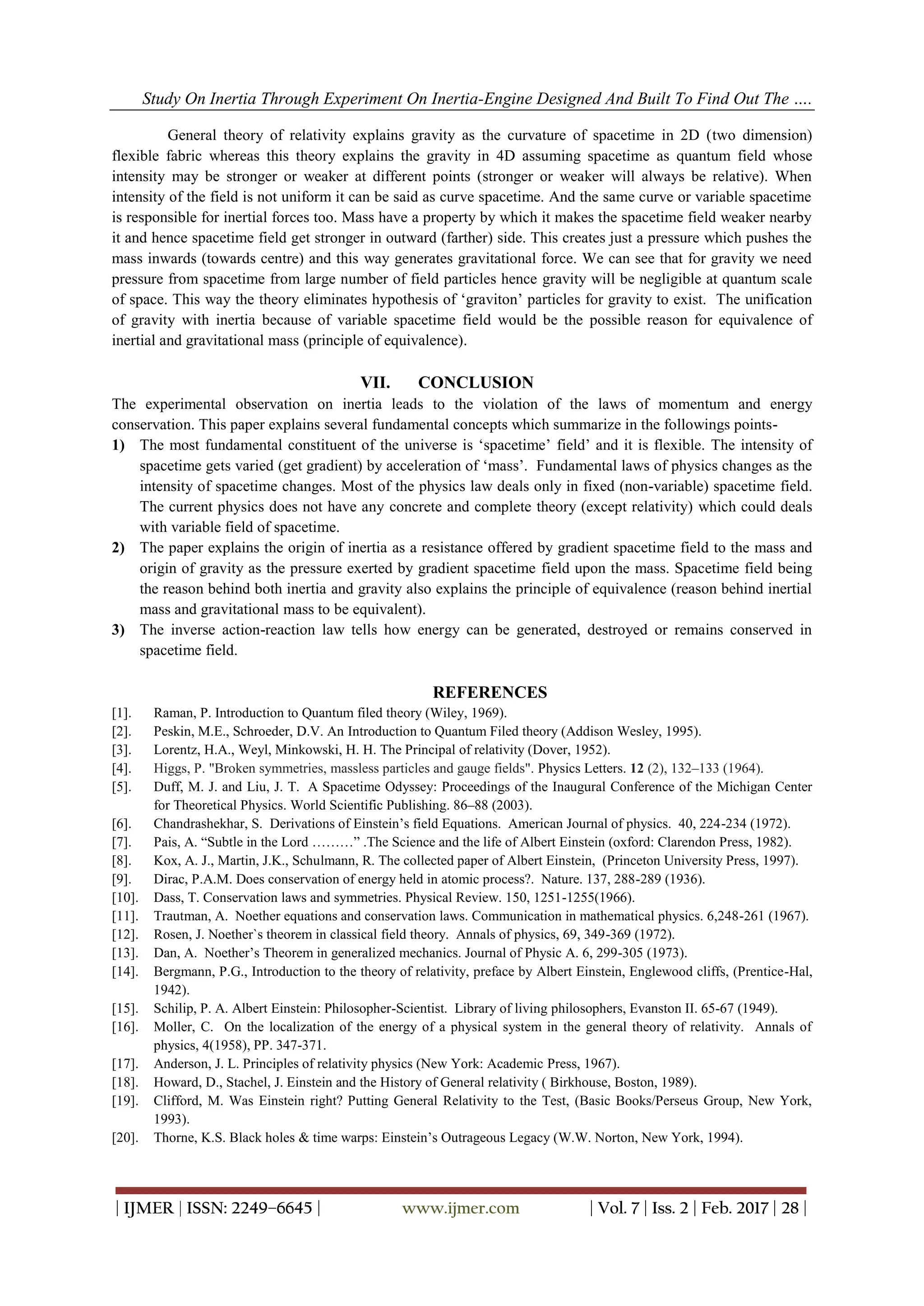 Study on Inertia through Experiment on Inertia-Engine Designed and ...