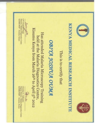 MALARIA MICROSCOPY CERT | PDF