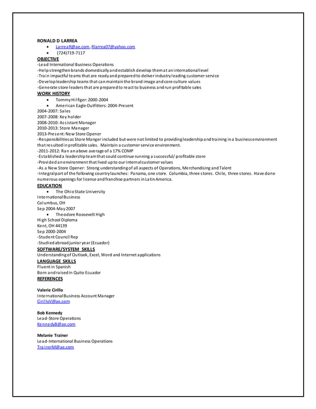 RONALD D LARREA Resume 1 | PDF