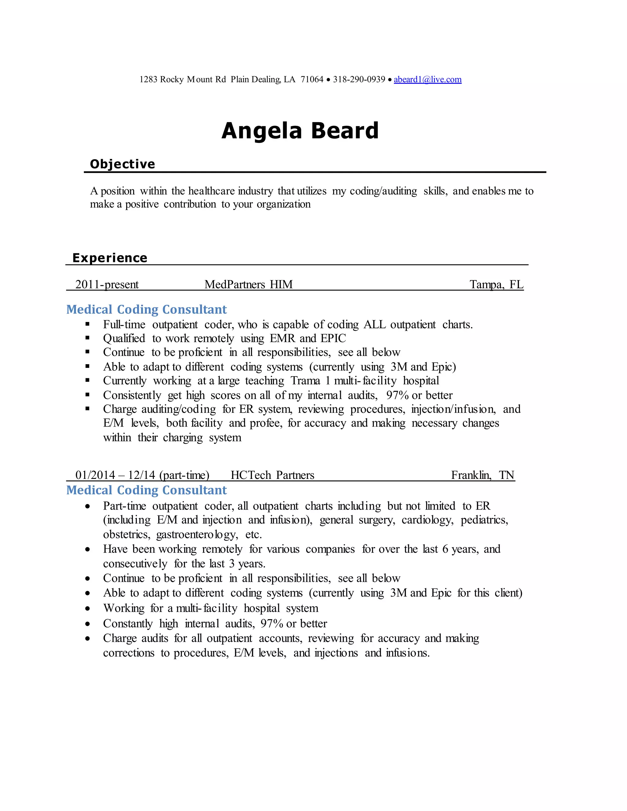 Angie's Resume' 2015 | DOCX