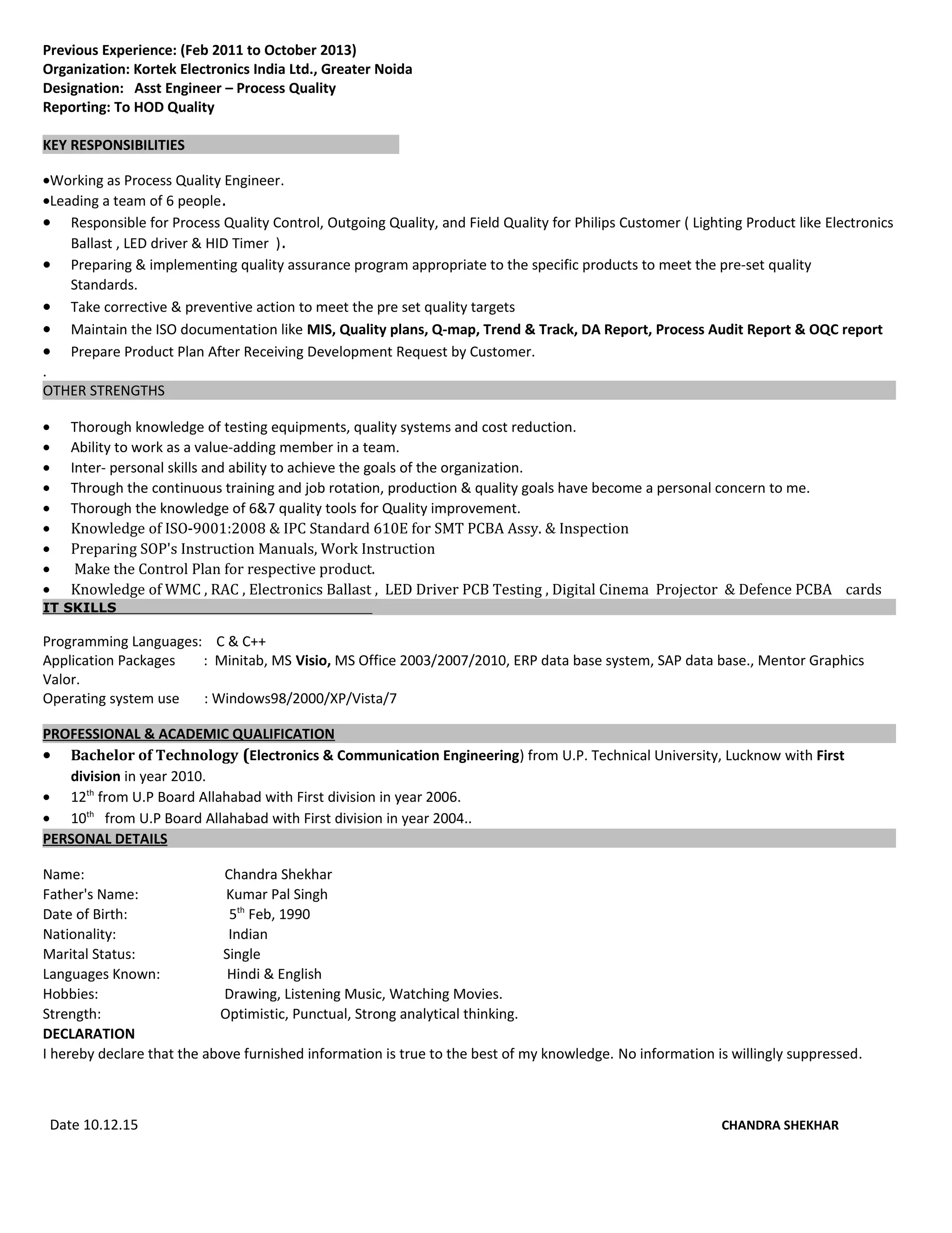 Shekhar_Resume SMT | DOC