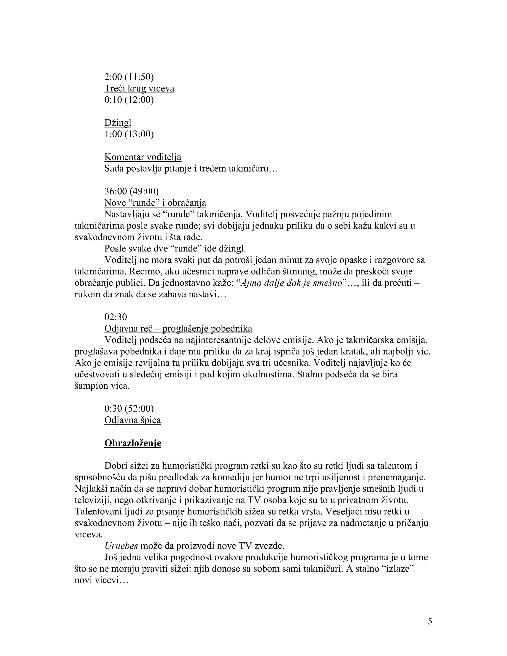 TV projekt Urnebes (talk show) | PDF