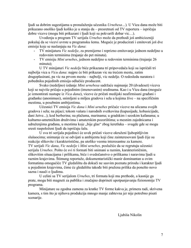 TV projekt Urnebes (talk show) | PDF