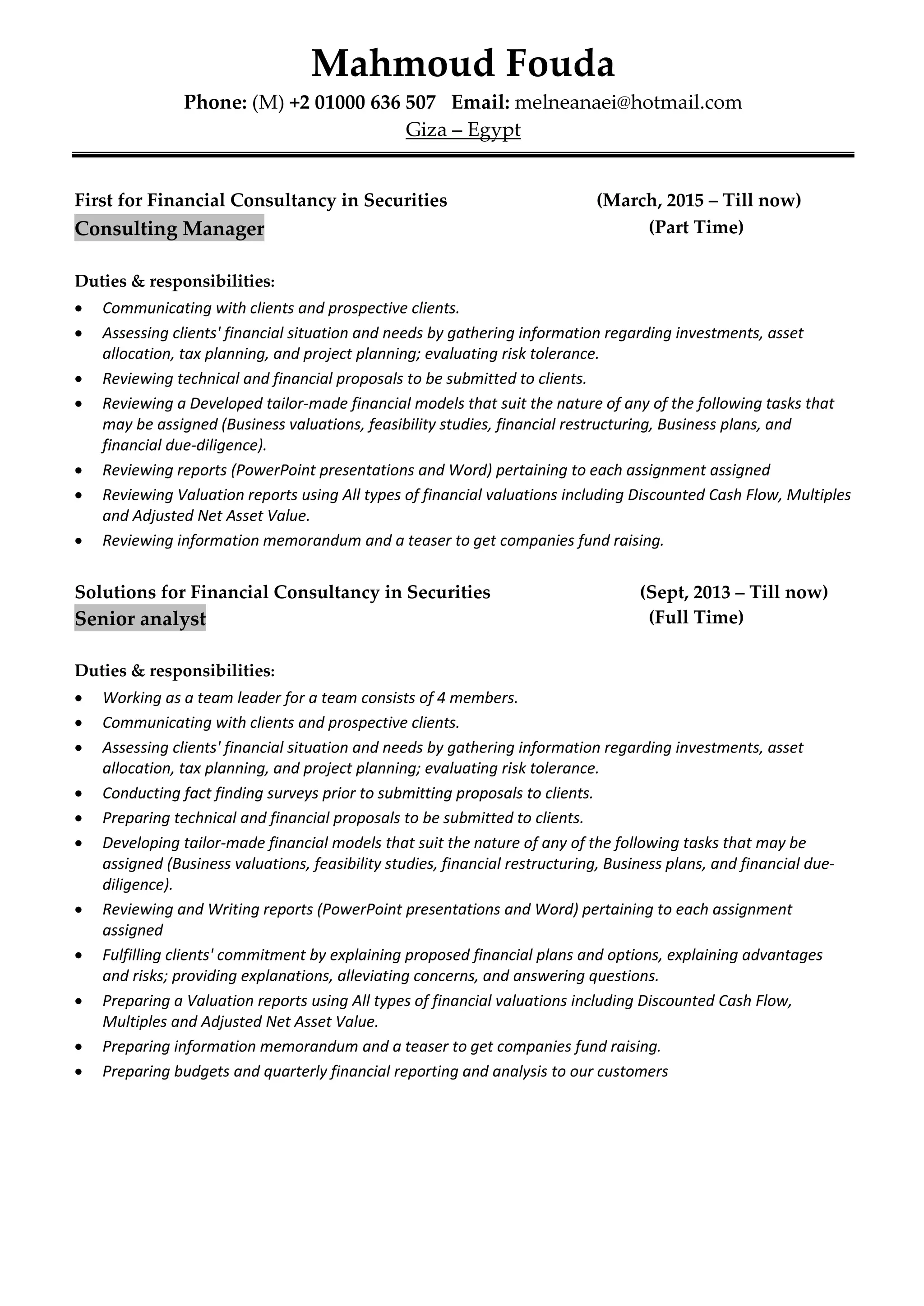 mahmoud fouda CV | PDF