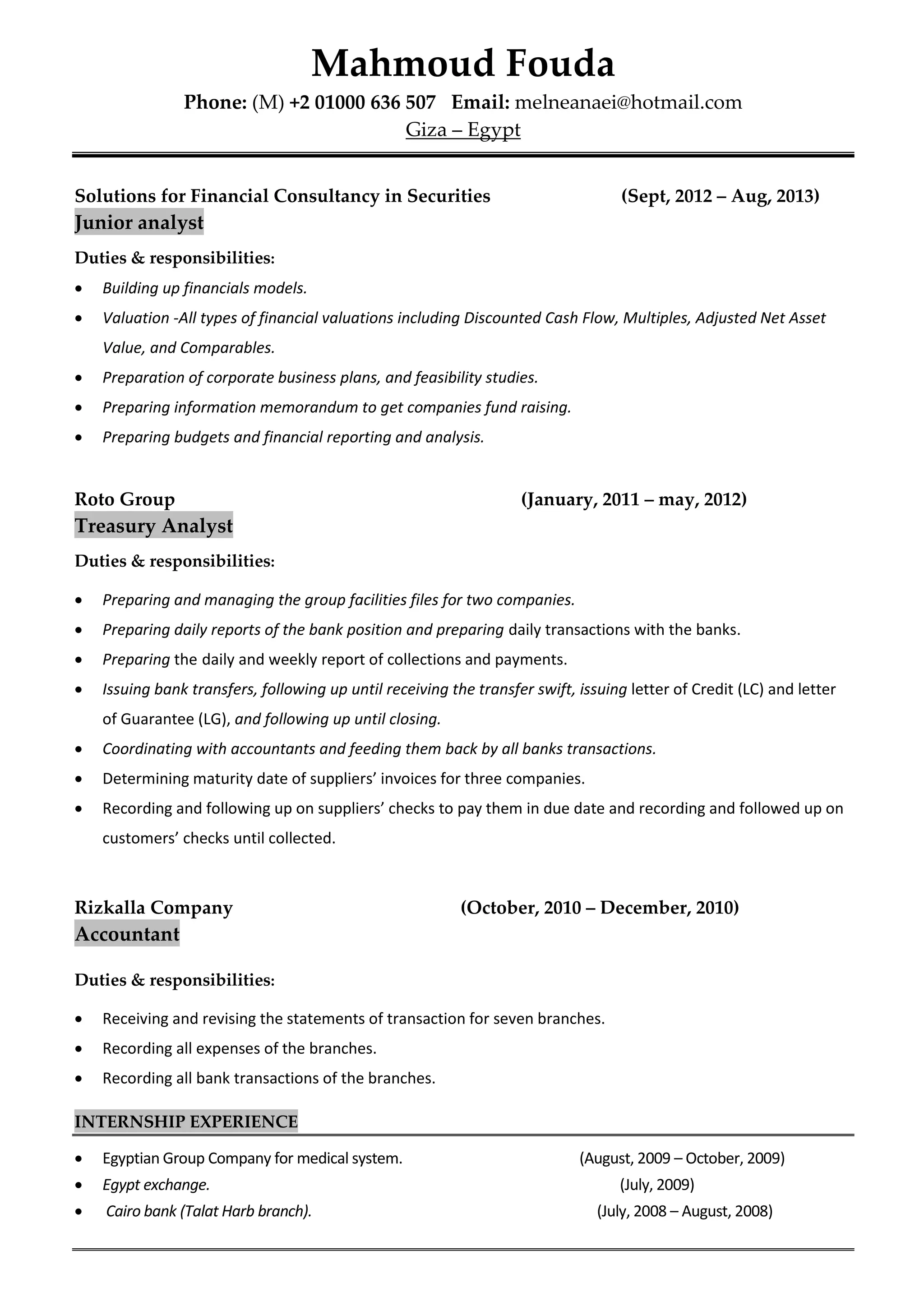 mahmoud fouda CV | PDF