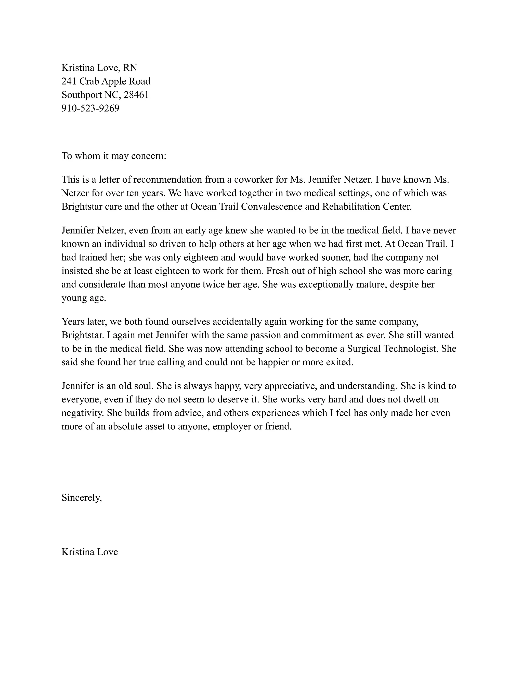 My letter from Kristina | RTF
