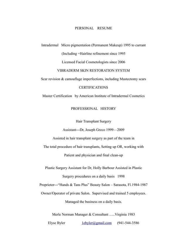 PERSONAL RESUME | ODT