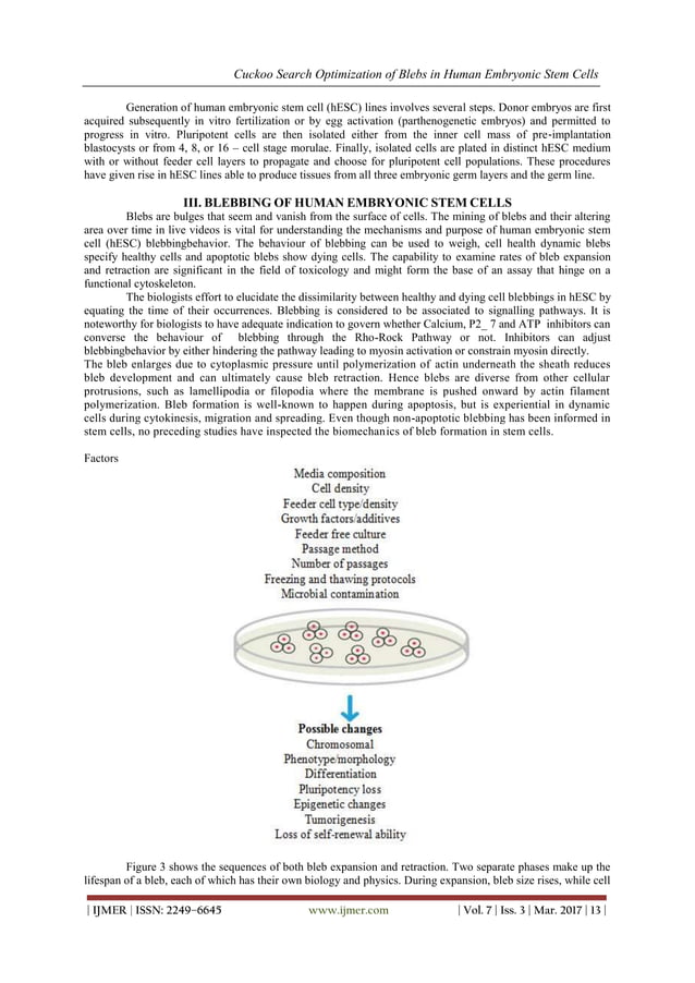 Cuckoo Search Optimization of Blebs in Human Embryonic Stem Cells | PDF