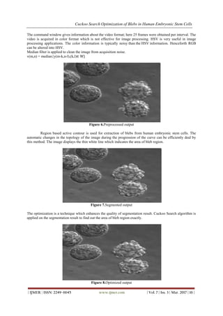 Cuckoo Search Optimization of Blebs in Human Embryonic Stem Cells | PDF