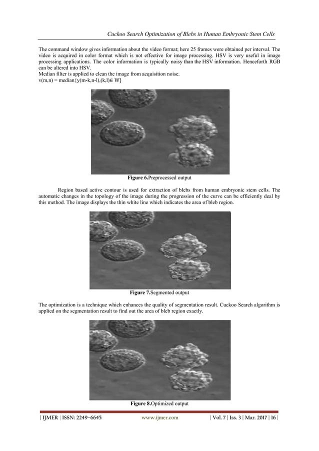 Cuckoo Search Optimization of Blebs in Human Embryonic Stem Cells | PDF