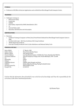 Resume Ajit Kumar Payra | DOC