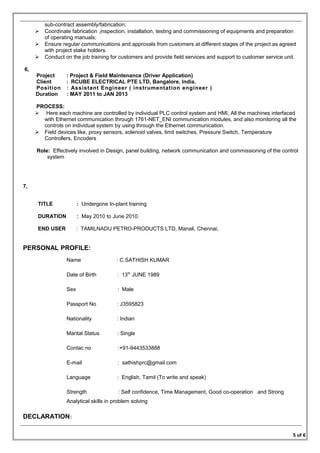 SATHISH KUMAR - E&I | DOC | Civil Engineering Industry | Industries