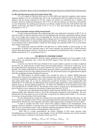 Influence of Synthesis Route on the Formaldehyde Gas Sensing Properties ...