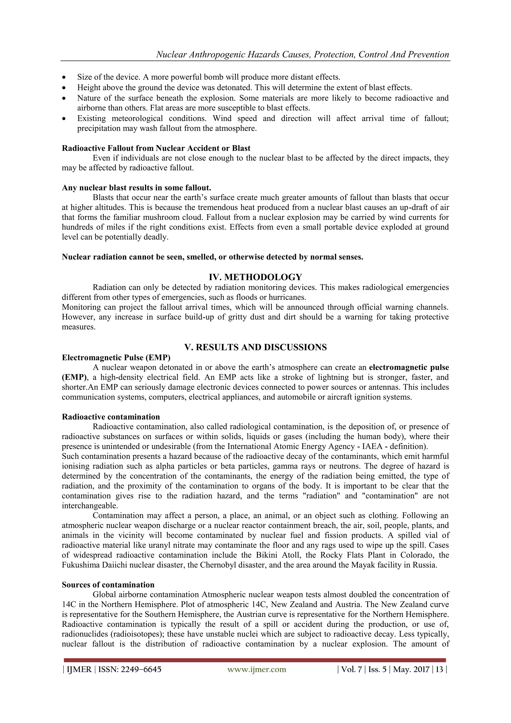 Nuclear Anthropogenic Hazards Causes, Protection, Control and ...