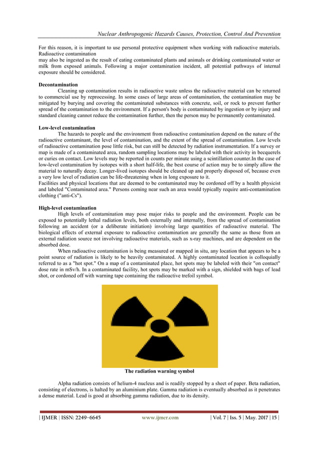 Nuclear Anthropogenic Hazards Causes, Protection, Control and ...