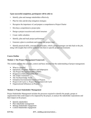 PMP COURSE OUTLINE PMBOK 5TH ED MODIFIED- OCT 2015 | PDF