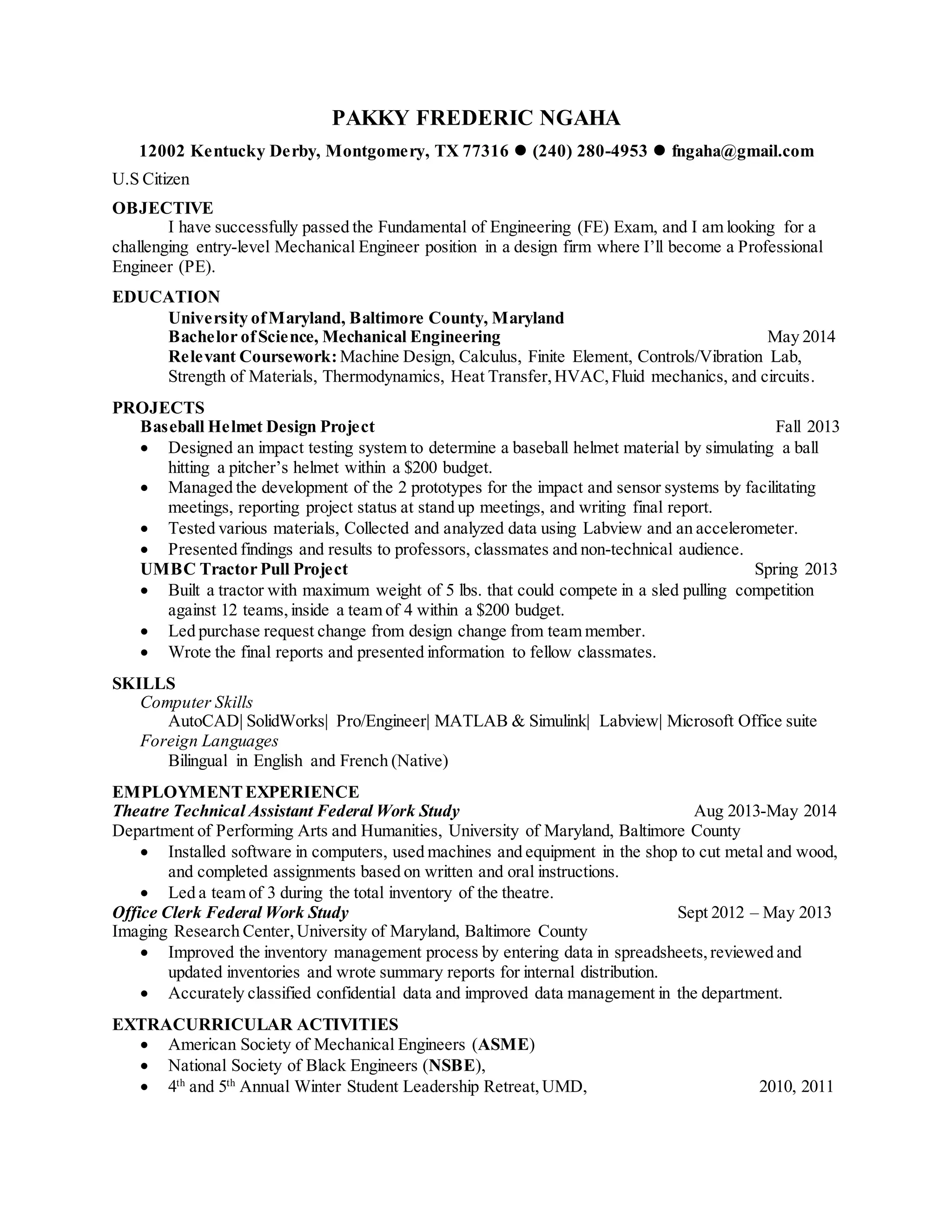 Ngaha_EIT_resume | DOCX | Physics | Science