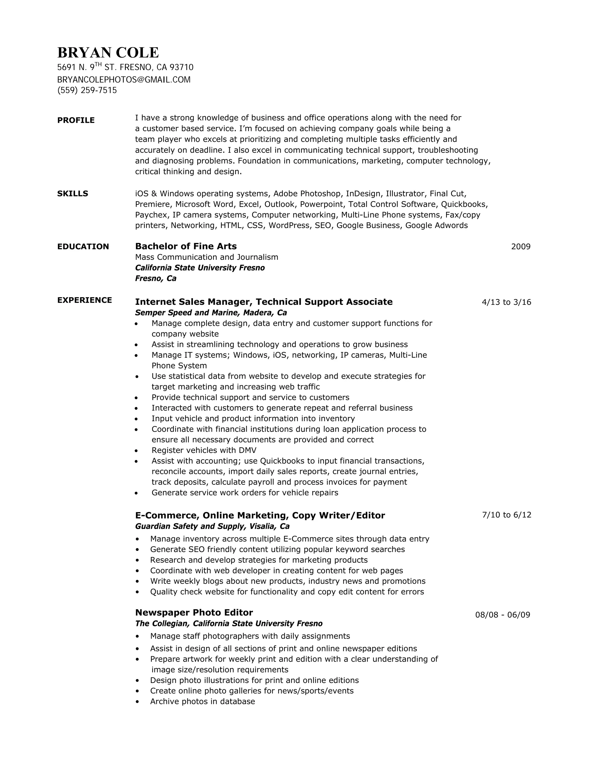 BryanColeResume 1 | PDF | Business | Business and Finance