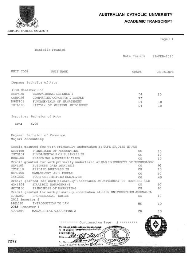 Academic Transcript 1 | PDF