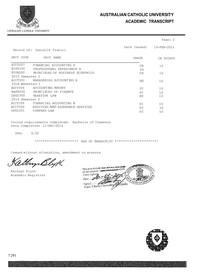 Academic Transcript 1 | PDF