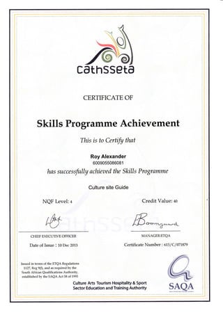CATHSSETA Certificate | PDF