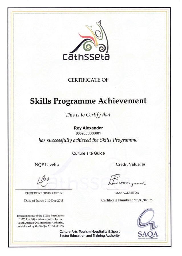 CATHSSETA Certificate | PDF
