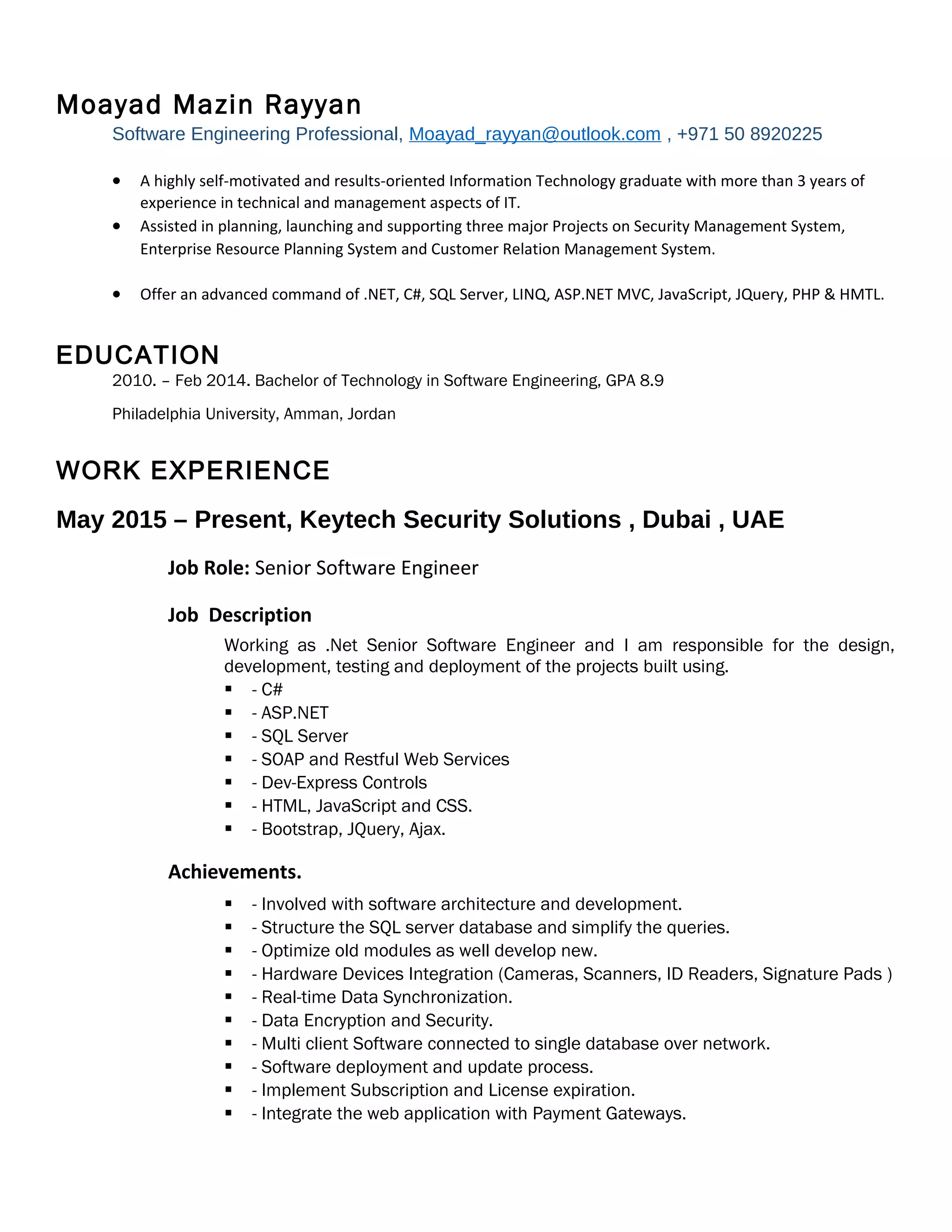 Moayad Rayyan Cv | PDF