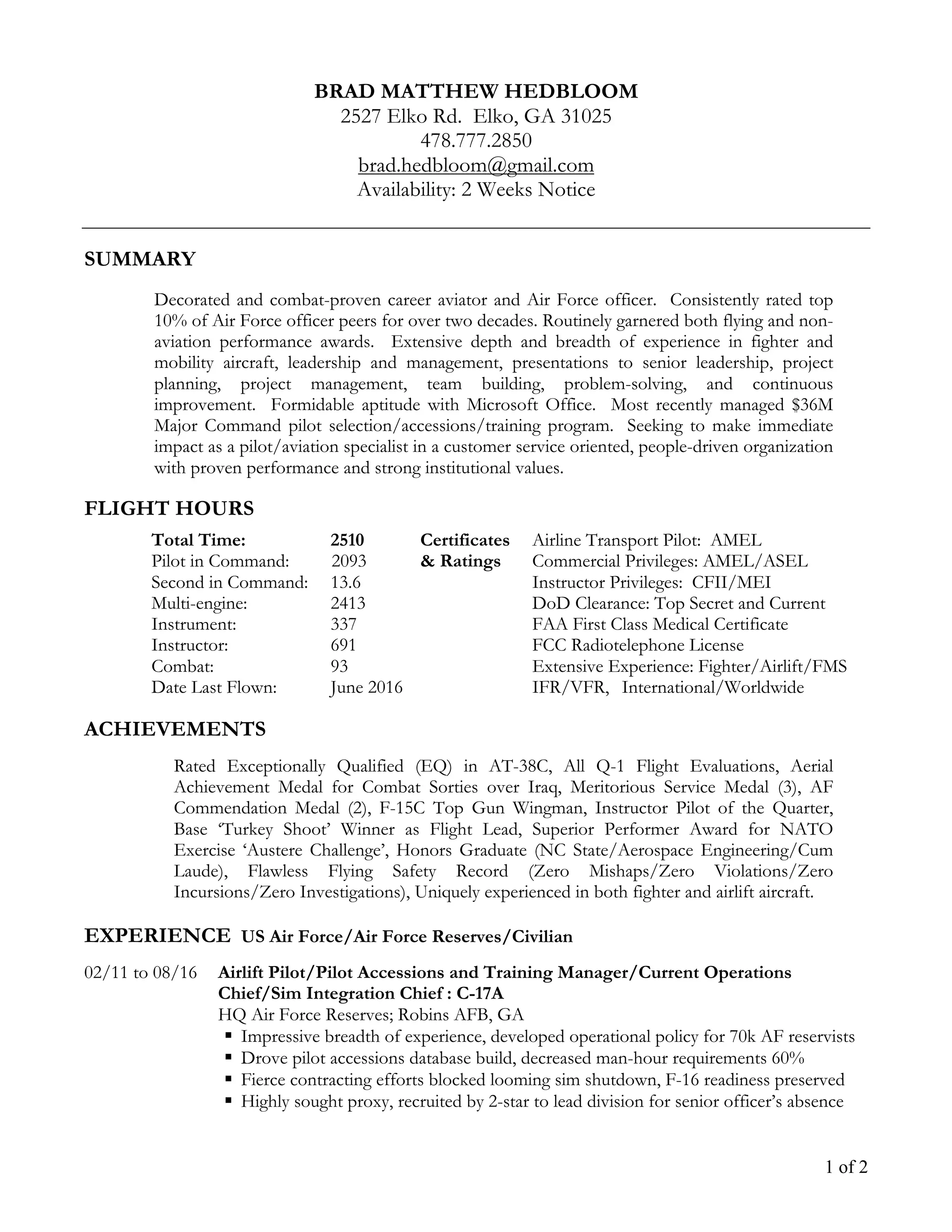 Hedbloom_Resume_15Sep16 | PDF