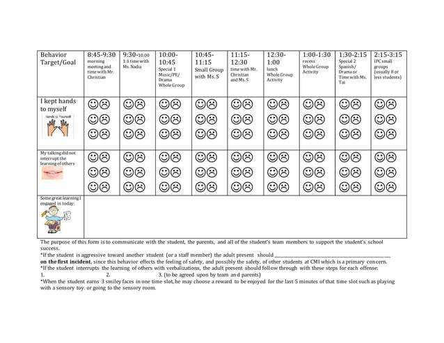 Behavior Chart Hands to Self | DOCX | Workshops and Classes | Hobbies ...