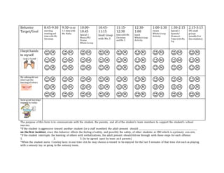 Hands To Self Behavior Chart