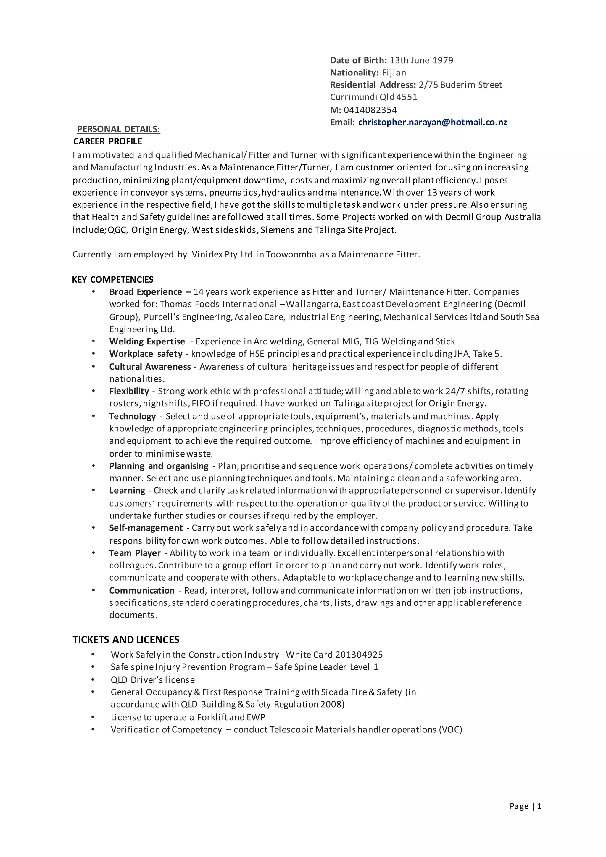 25-02-2017 Chris Resume | PDF