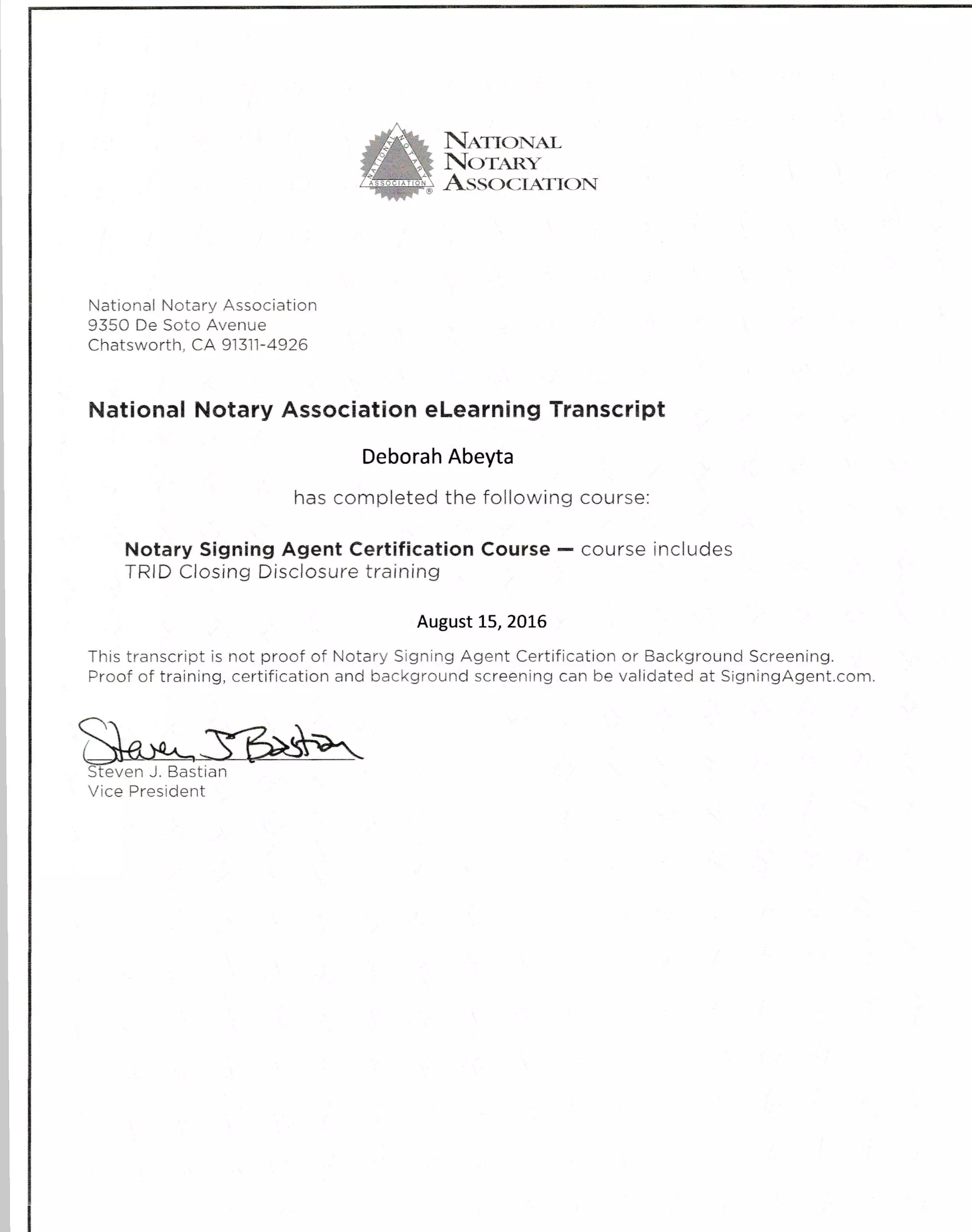 NNA Training Cert | PDF