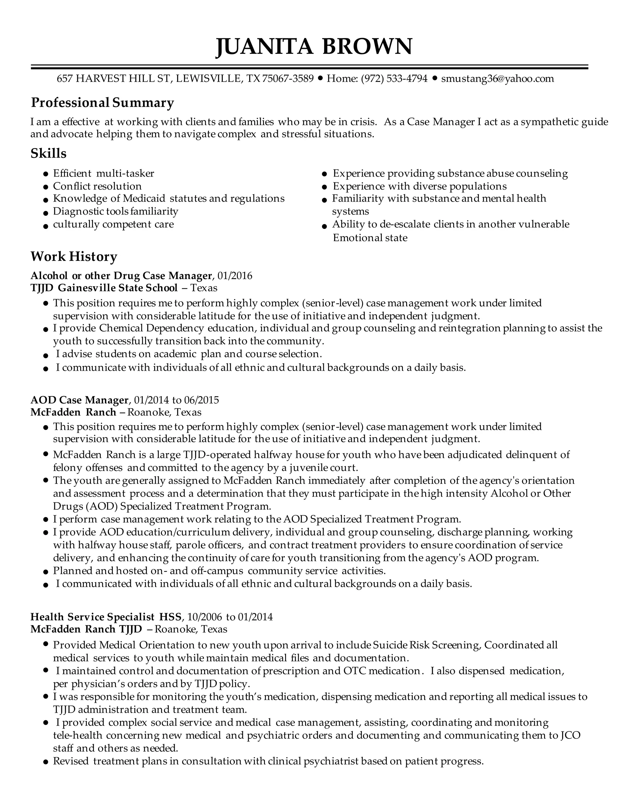 JUANITA BROWN Resume 2 | DOCX