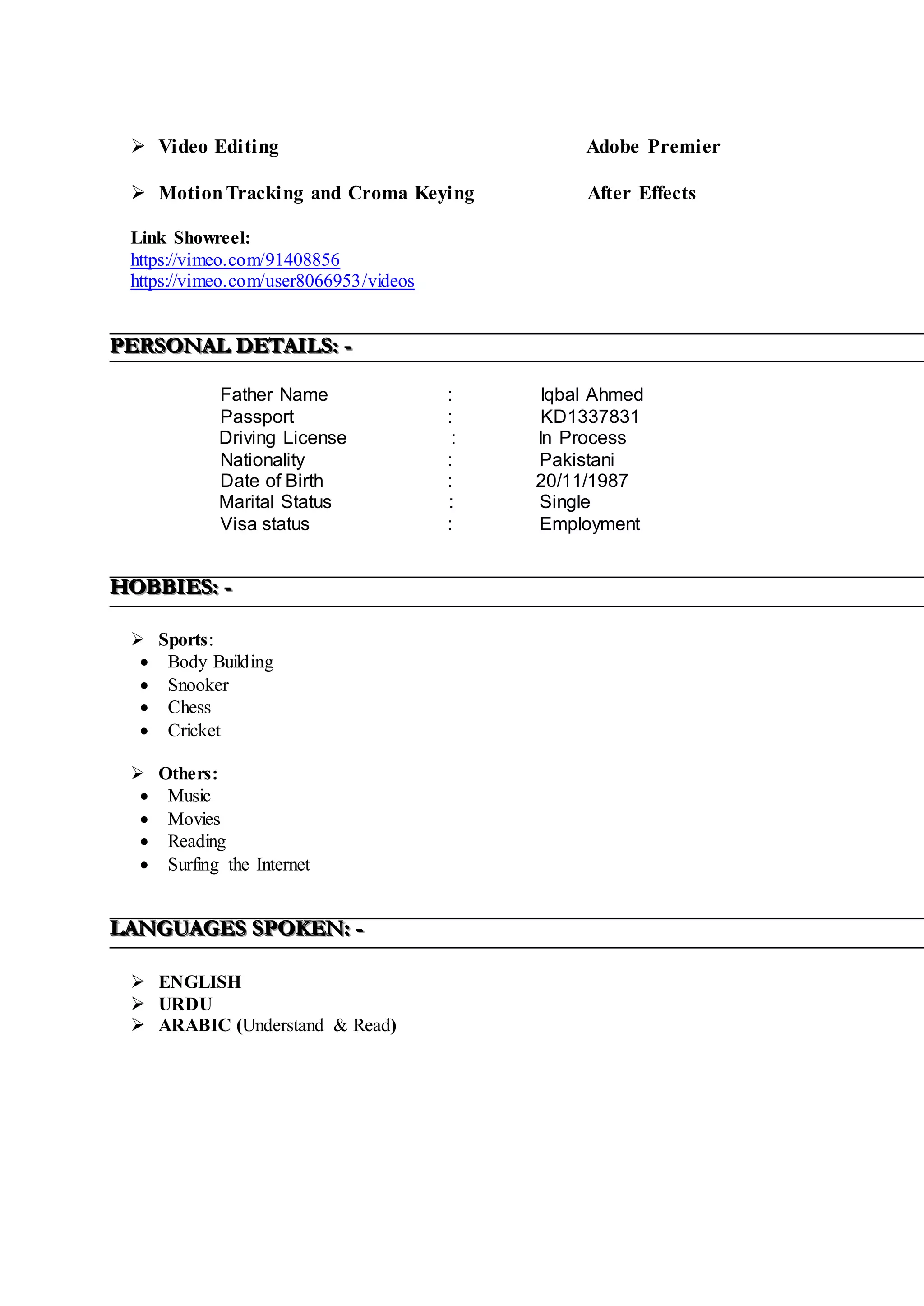 Atif Iqbal Resume | DOCX