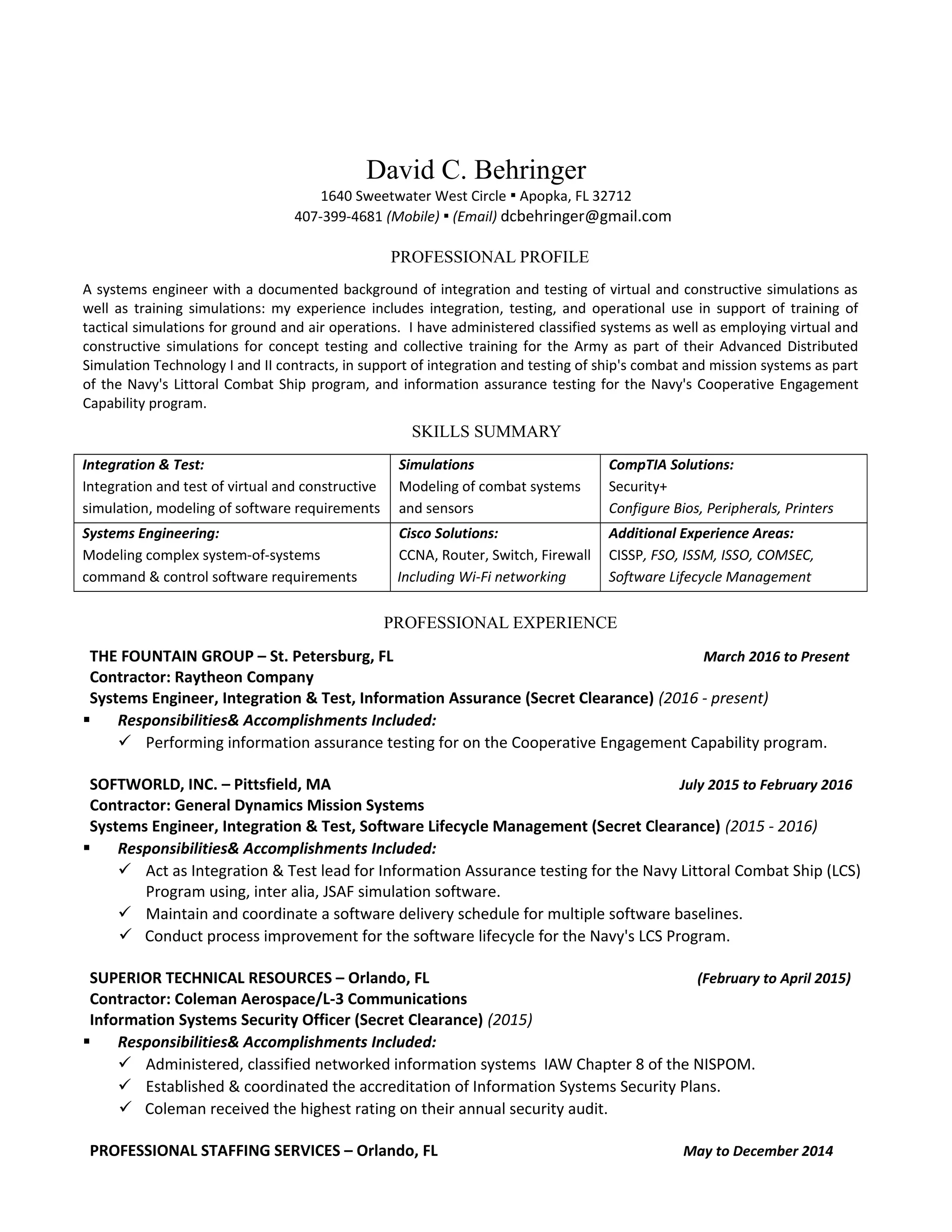 D. C. Behringer resume, v.13.2.1 | PDF