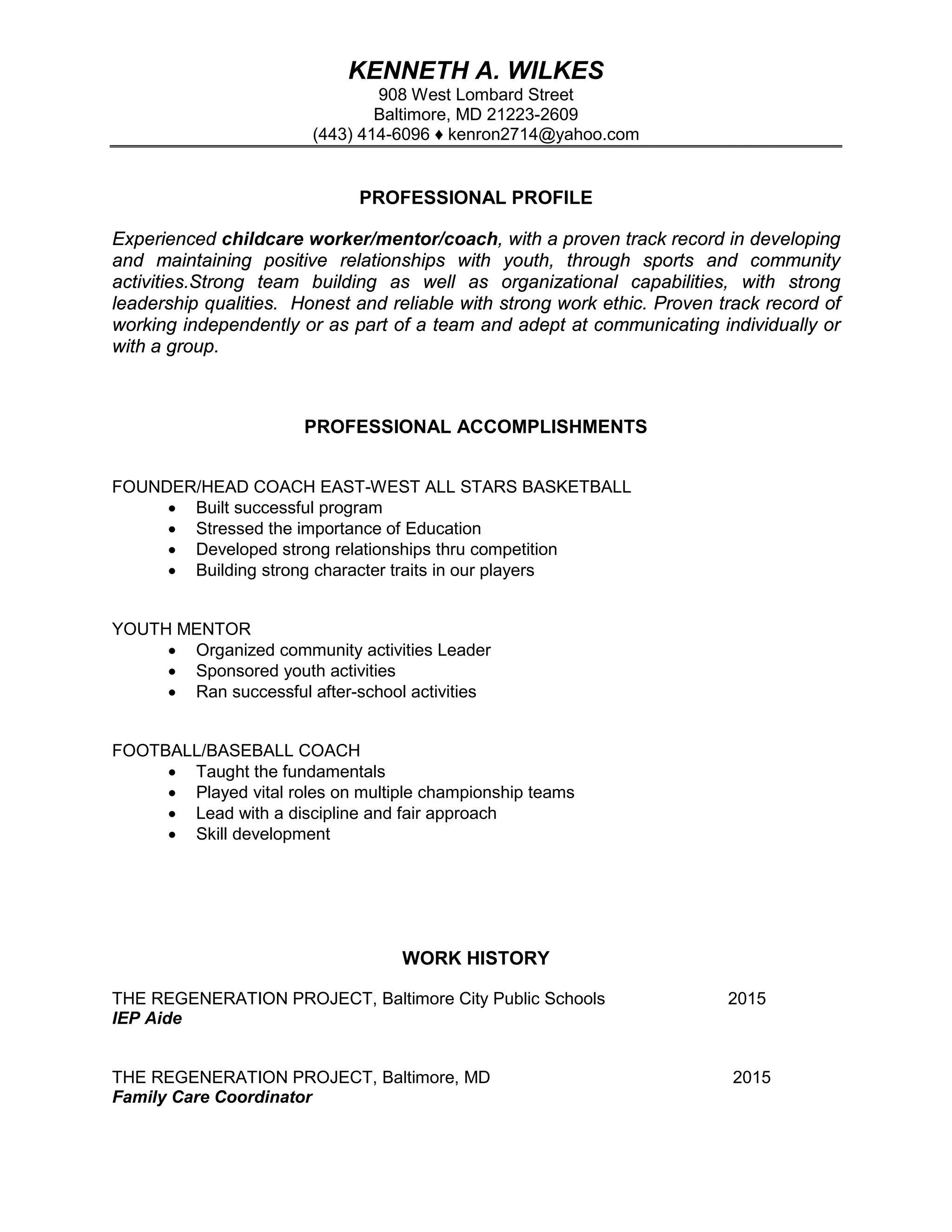 Kenneth Wilkes resume 3 | PDF