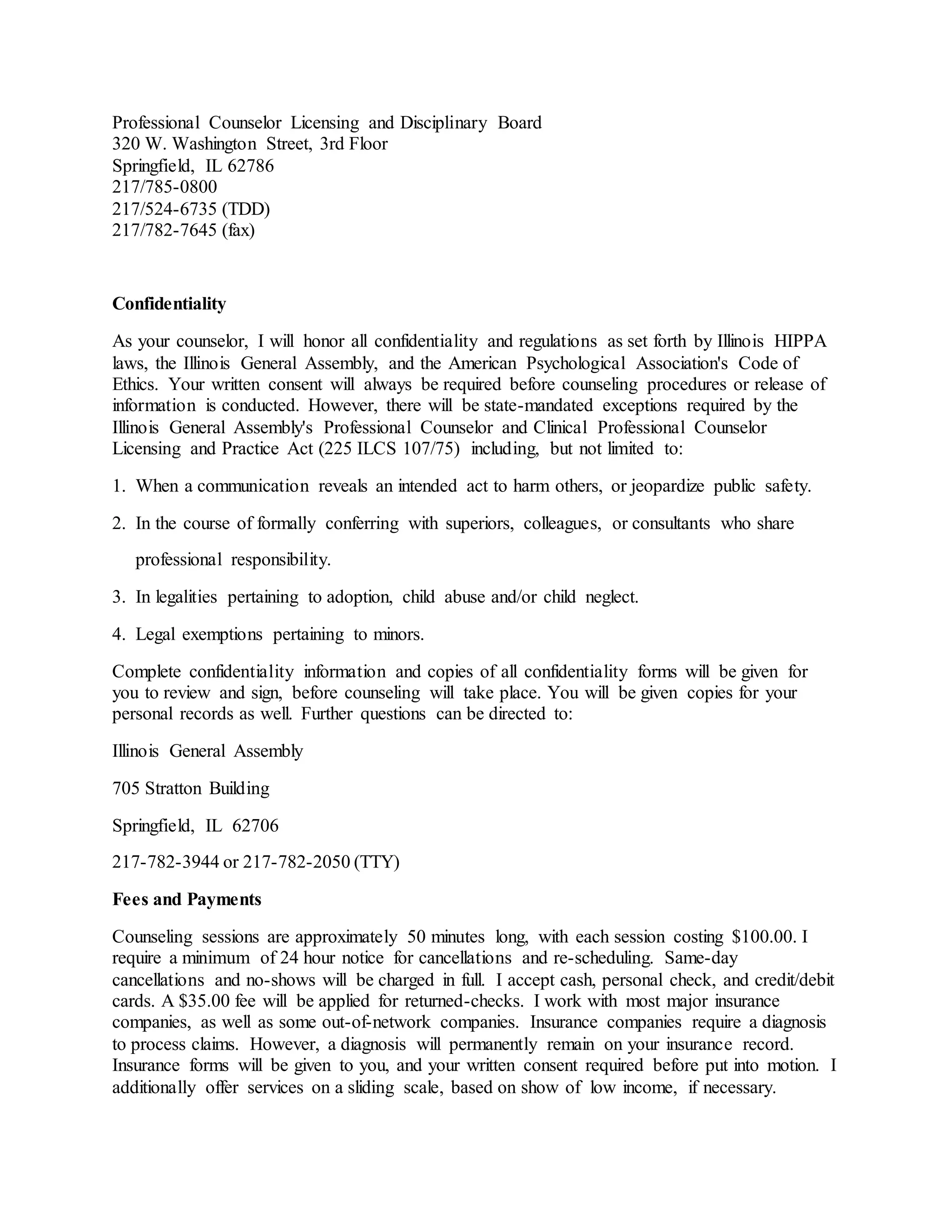 Professional Disclosure Statement | DOCX