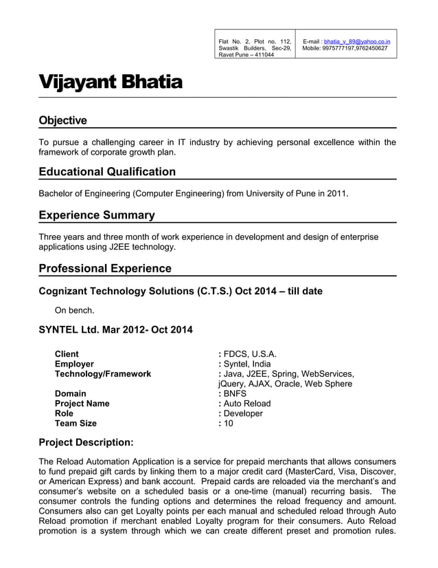 VijayantBhatia_Resume | PDF