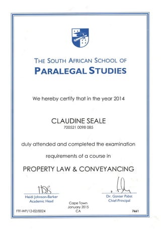 Certificate Property Law & Conveyancing | PDF