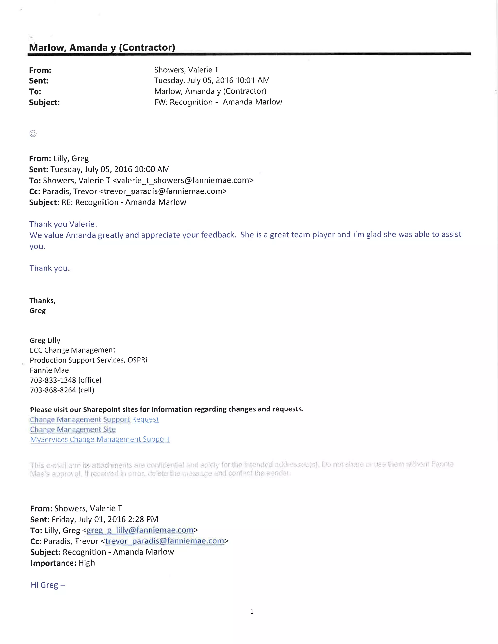 Thank you email from Valerie Showers at Fannie Mae | PDF