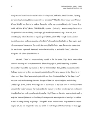 Food Memoir EssayMSWord | DOC