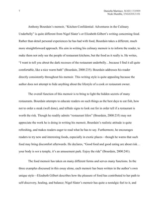 Food Memoir EssayMSWord | DOC