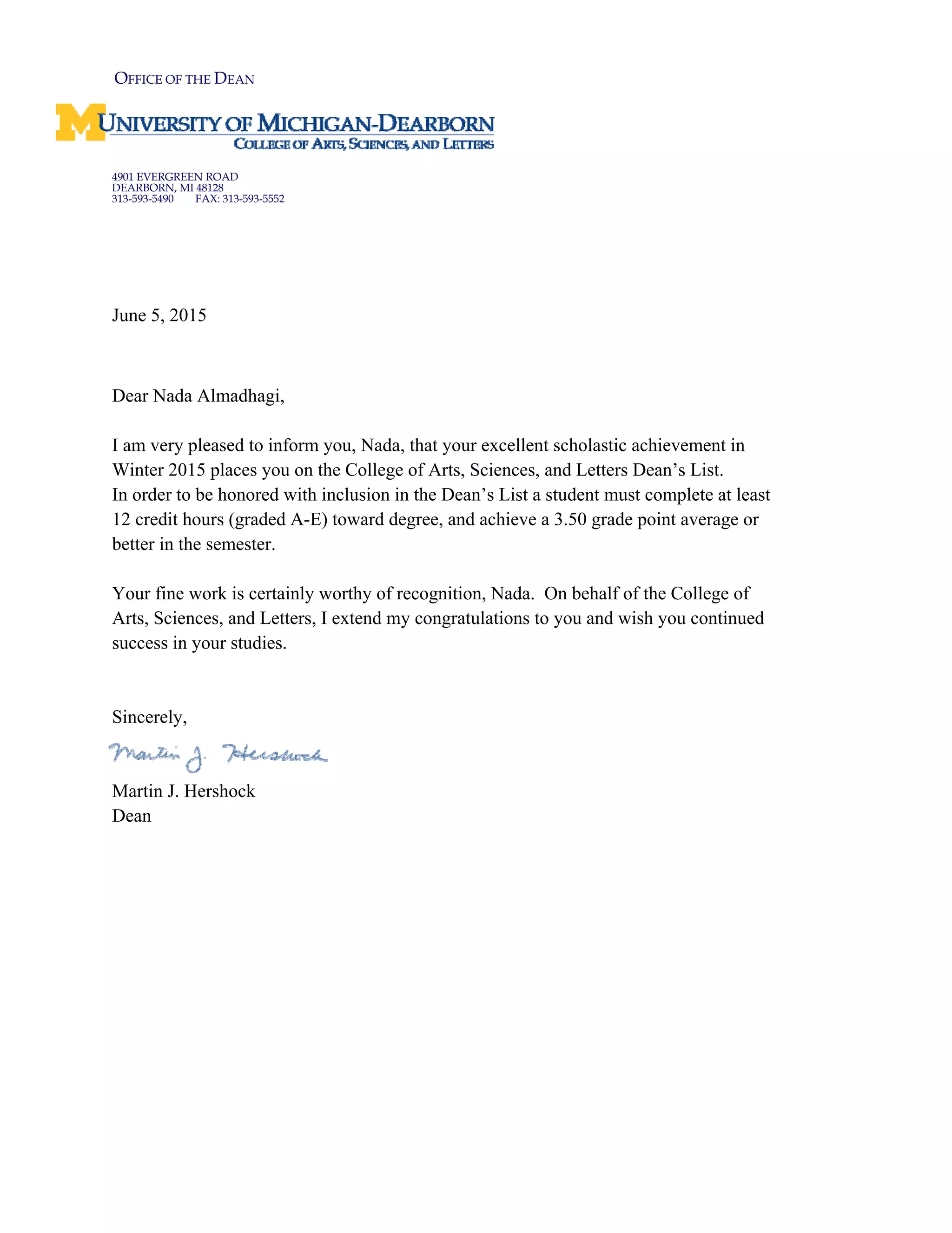 NadaDeansListLetter | PDF